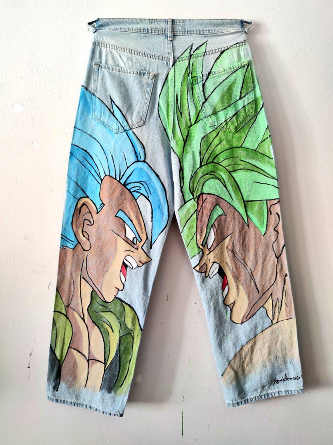 Anime Handmade Custom Jeans Manga Handpainted Denim Custom Anime ...