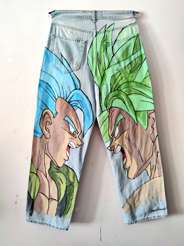 Anime Handmade Custom Jeans Manga Handpainted Denim Custom Anime ...