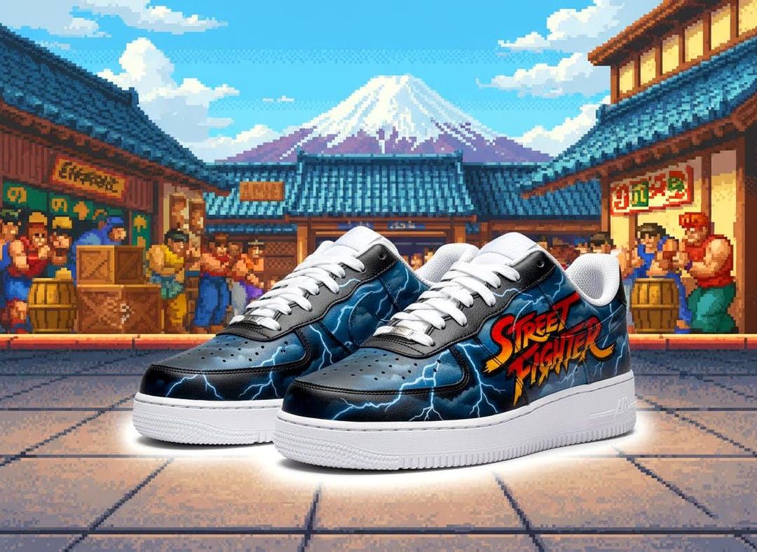 Retro Arcade Fighting Game Air Force 1s, Hand Painted 90s Gamer ...