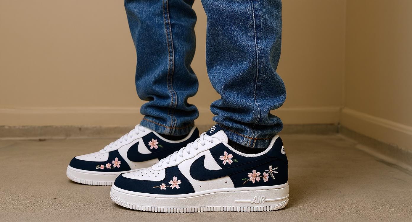 Cherry Blossom Sneakers Japanese Cherry Blossom Custom Shoes Navy ...