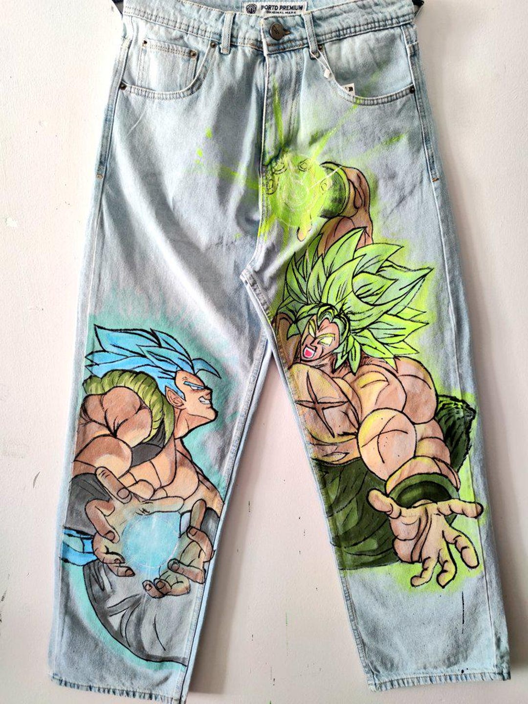 Dragon Anime Painted Custom Jeans Manga Character Denim Custom Anime ...
