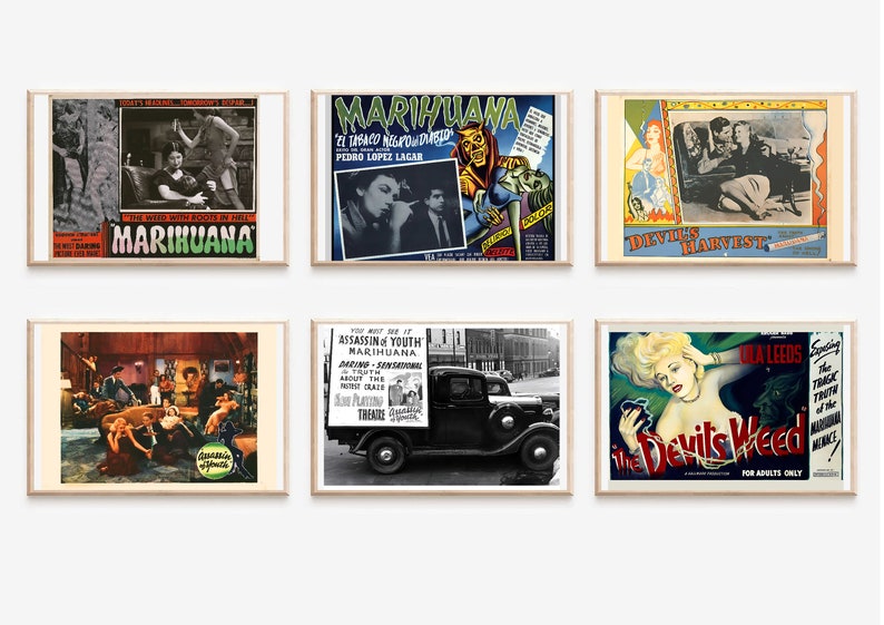 Retro Anti-drug Marijuana Poster Bundle Vintage Cannabis Wall Art Weed ...