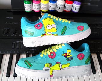 The Simpsons Nike Air Force 1 Mid Custom Shoes Hand Painted Shoes Homer ...