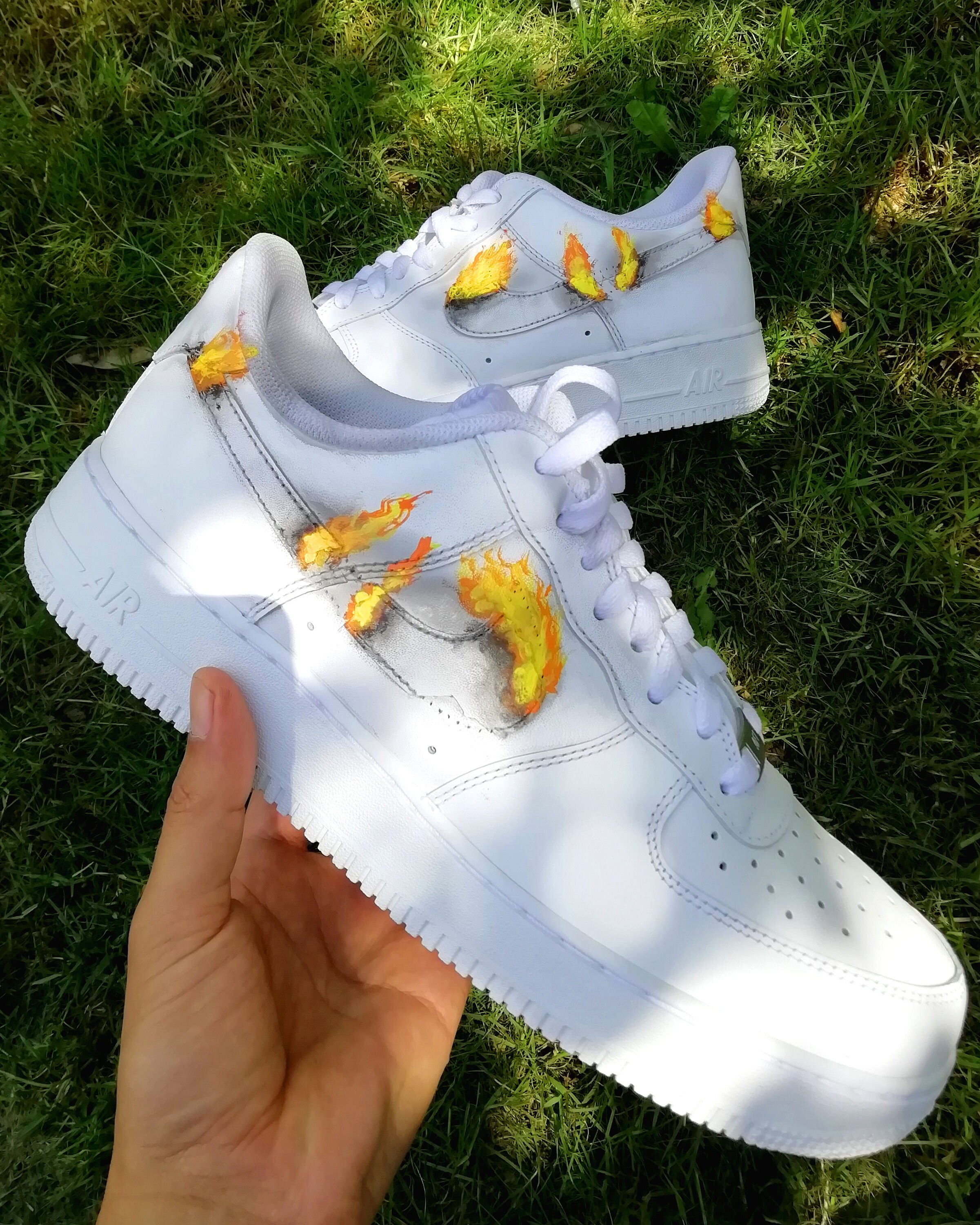 Burning Swoosh Hand-painted Custom Sneakers Personalized Men's and ...