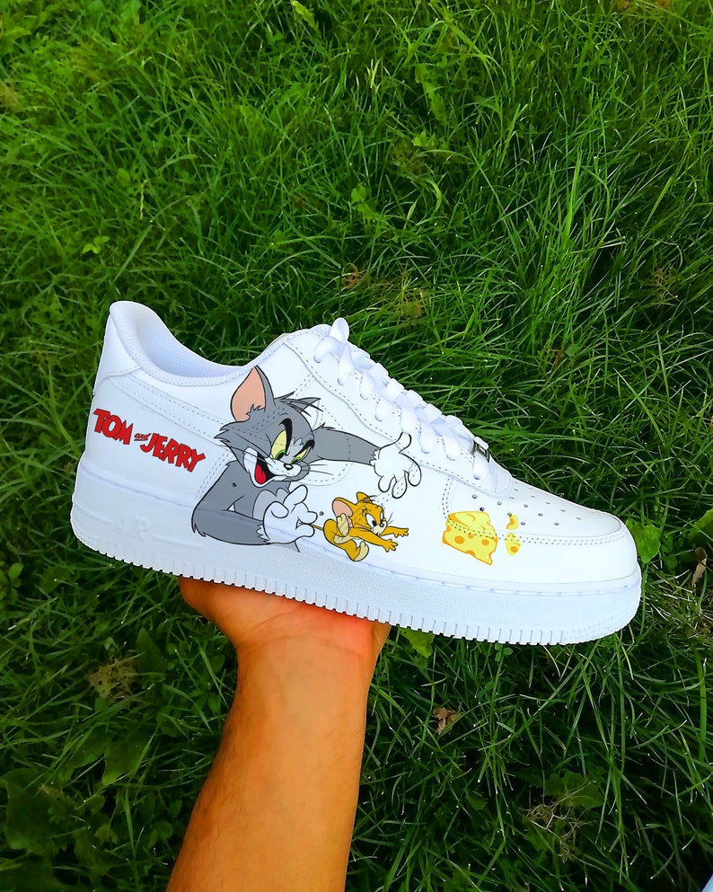 Tom and Jerry Handmade Custom Sneakers Cartoon Handpainted Shoes Low ...