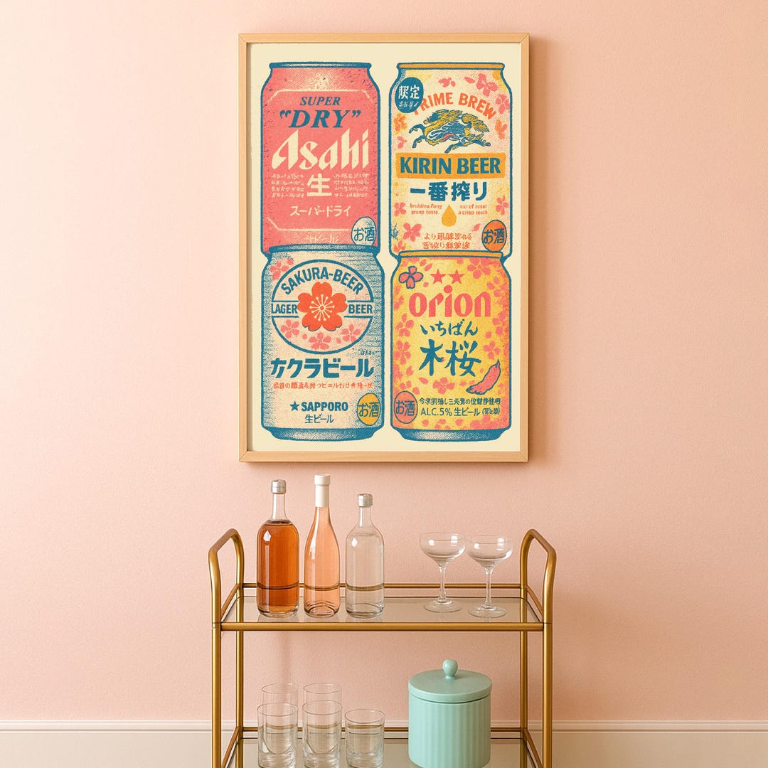 Japanese Beer Poster: Vintage Can Art Print - Retro Bar Decor (digital ...