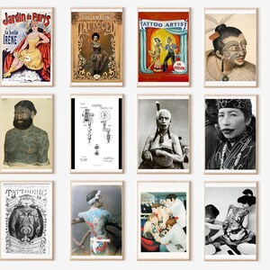 59 Pcs Vintage Tattoo Poster Prints for Tattoo Studio Retro Tattoo ...