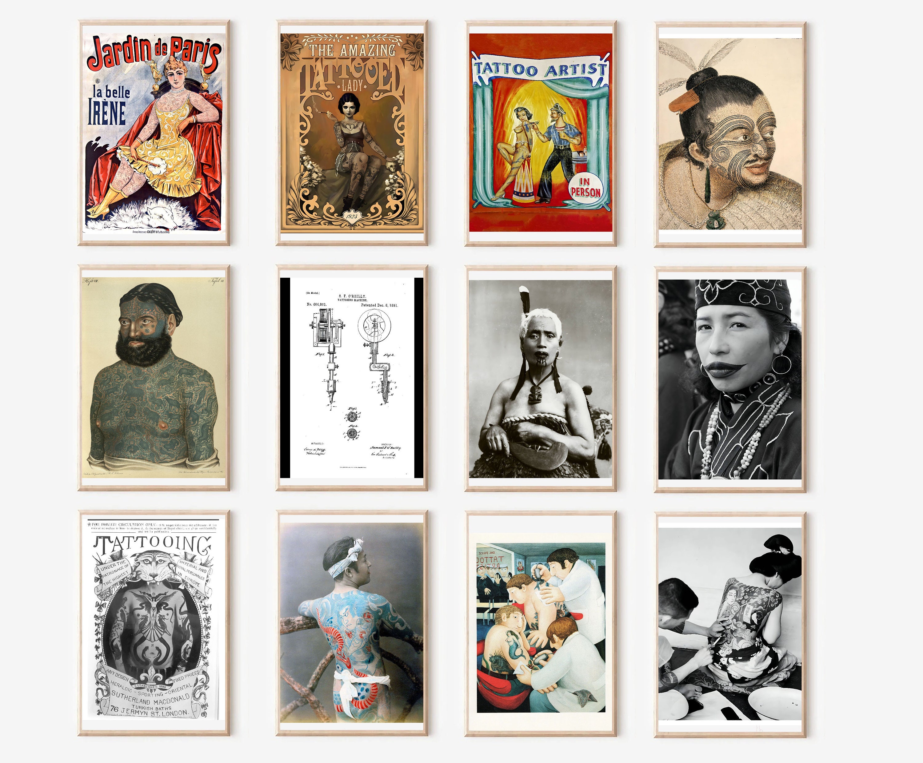 59 Pcs Vintage Tattoo Poster Prints for Tattoo Studio Retro Tattoo ...