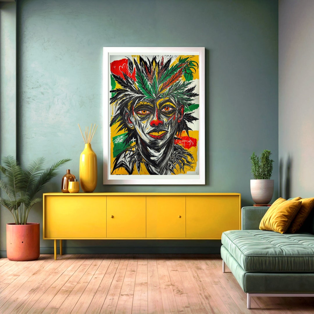 Pothead V1 Cubist Basquiat Style Cannabis Digital Poster Weed Print ...