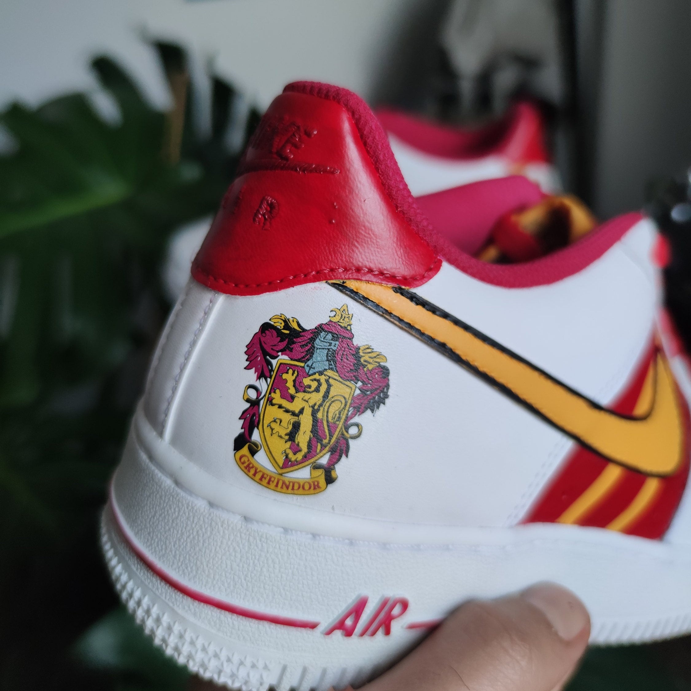 Hand-painted Lion Wizard Sneakers: Red and Gold Sorcerer Custom Shoes ...