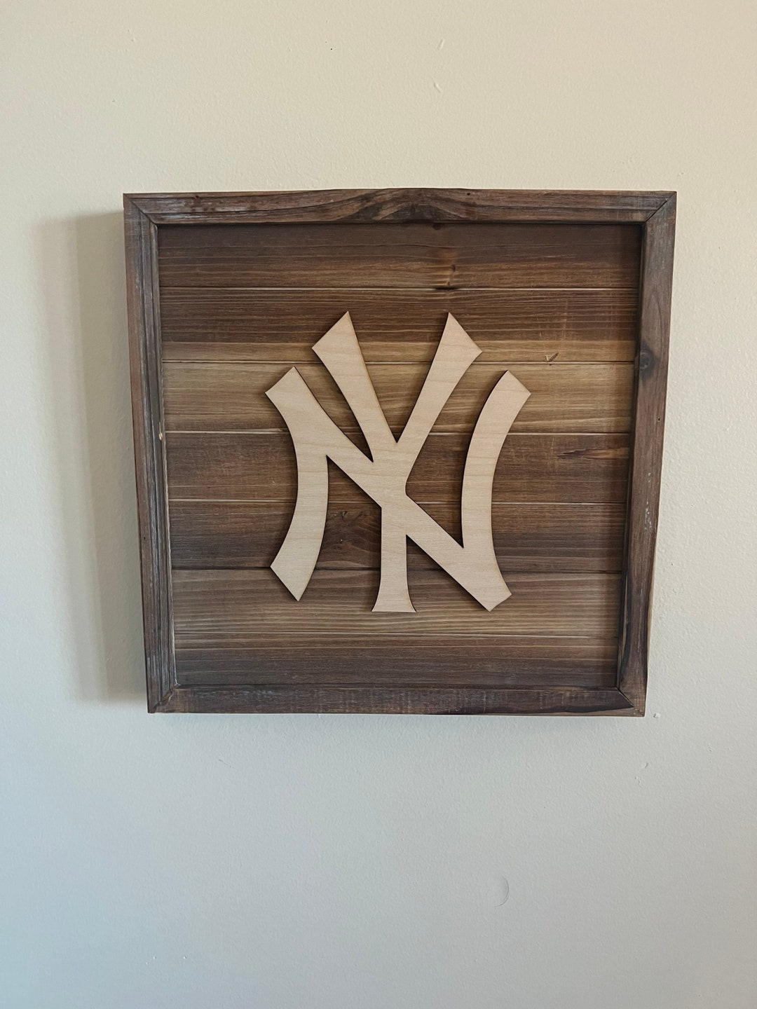 New York Yankees Natural Finish Wood Sign - Etsy