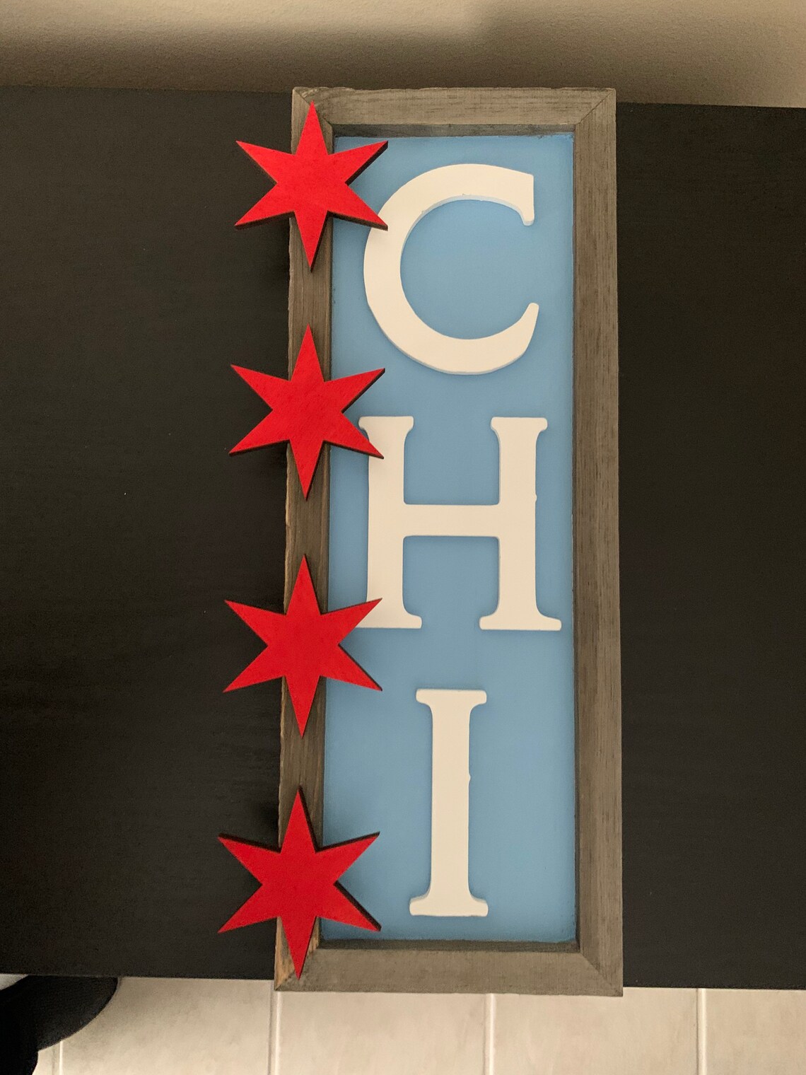Chicago Flag CHI Vertical Wood Sign - Etsy