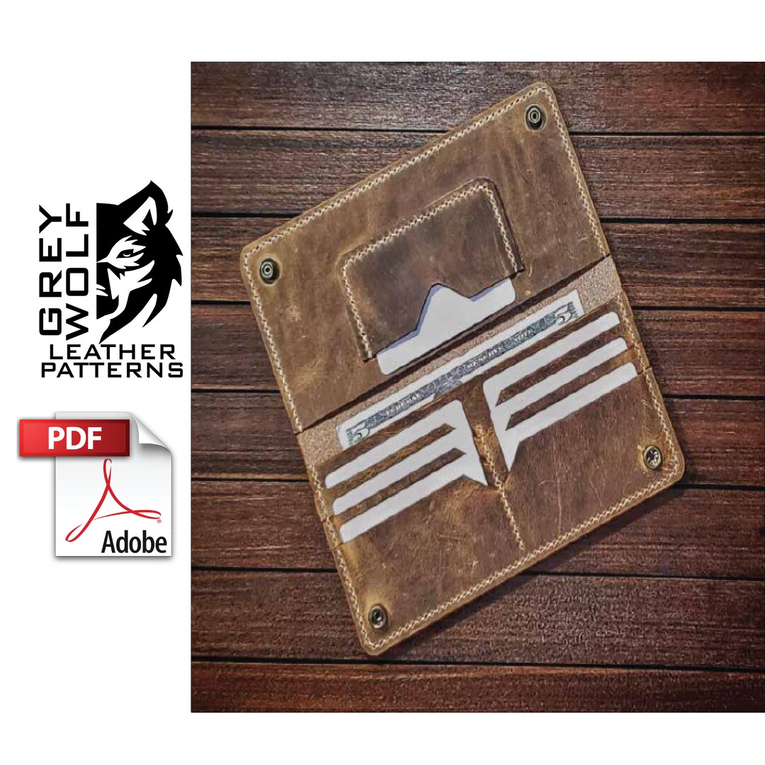Leather Trucker Wallet Pattern V2 - Long Wallet PDF - Leather Pattern ...