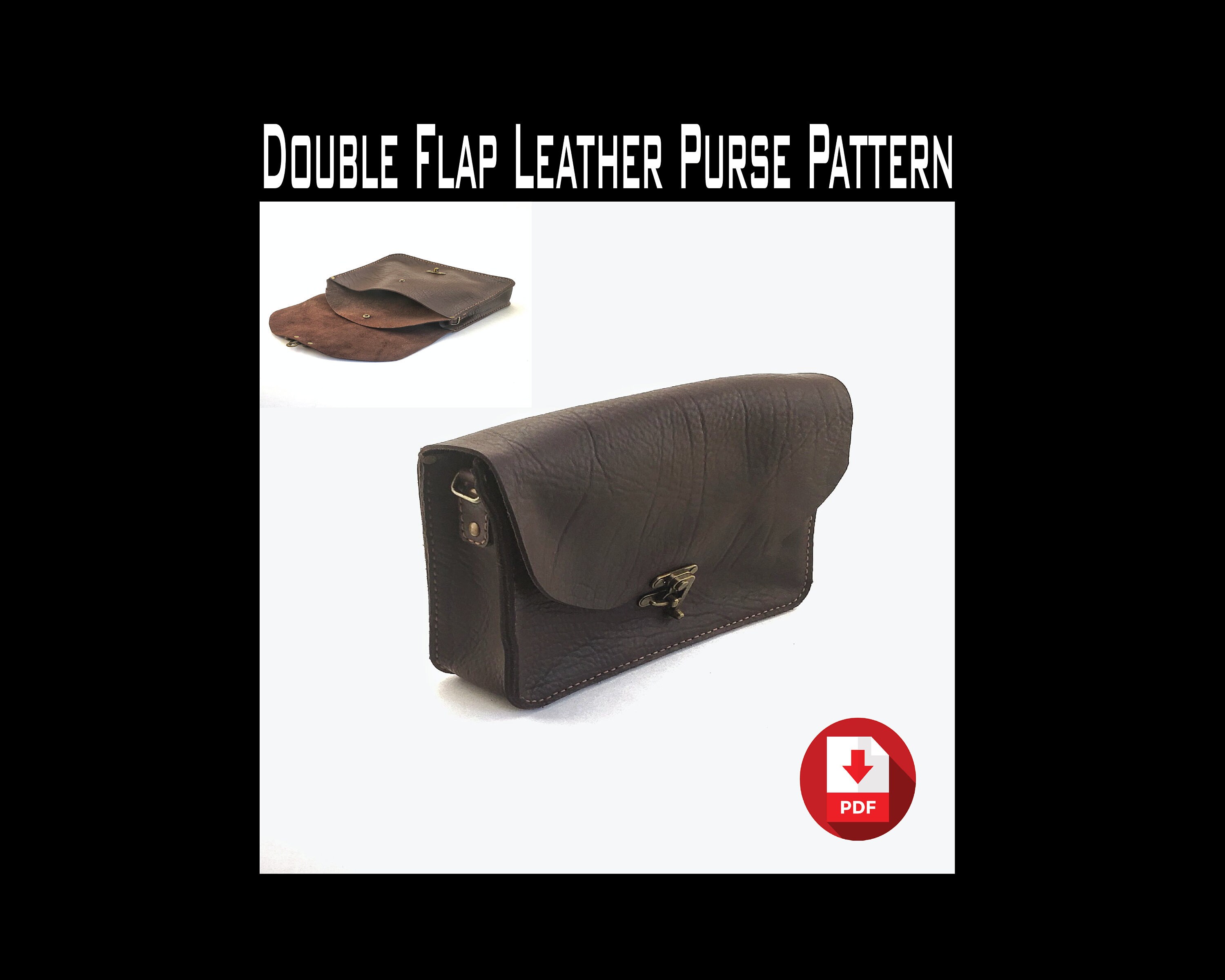 Leather Double Flap Purse Pattern Pdf Download Leather | Etsy