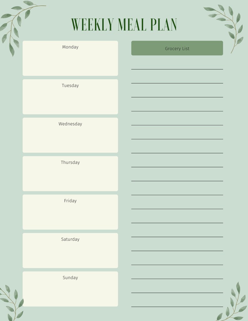 Meal Planners Etsy