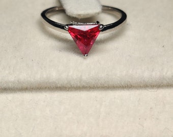Ruby Triangle Ring - Etsy