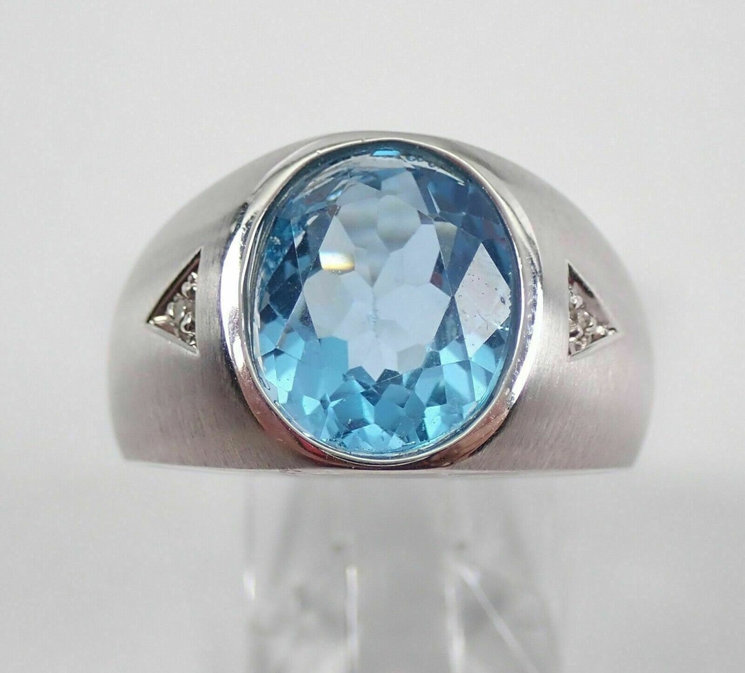 Aquamarine Ring, Men's Aquamarine Ring, 925 Sterling Silver Aquamarine ...