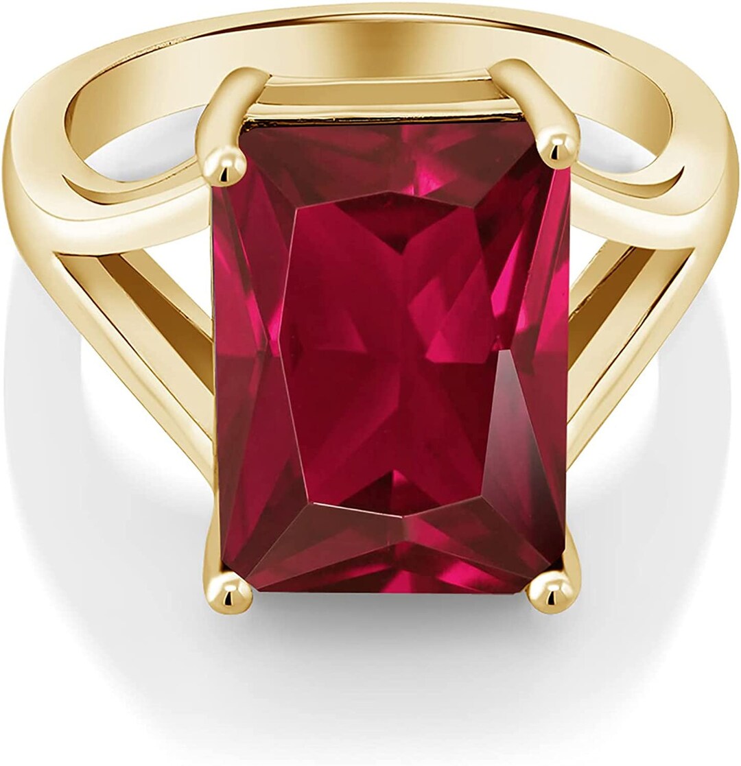 Emerald Cut Ruby Ring/ruby Engagement Ring for Women/14k Yellow Gold ...