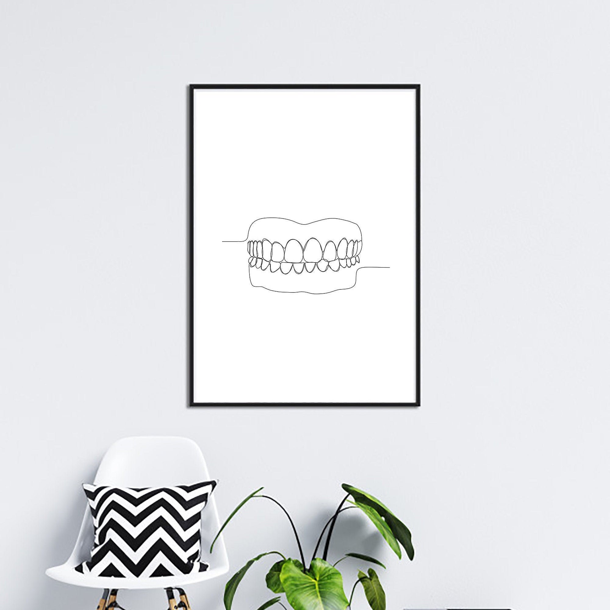 Dentist Abstract Dental Artwork One Line Teeth Drawing - Etsy