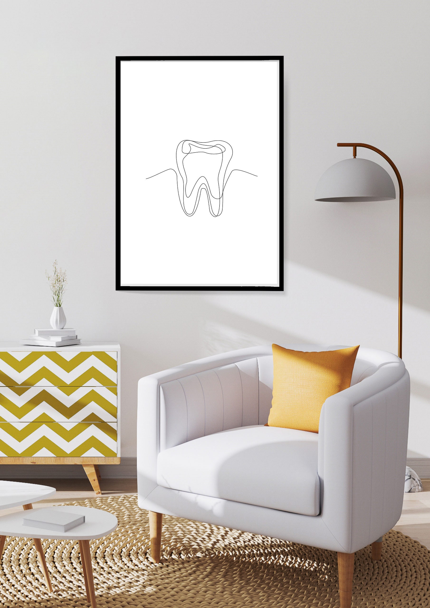 Abstract Tooth Drawing Dental Medical Office Art Dentist - Etsy
