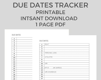 Due Dates Tracker - Etsy