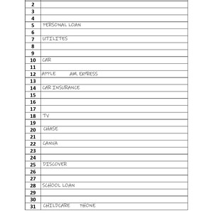 Due Dates List PDF Instant Download Printable Due Dates Tracker - Etsy