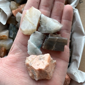 3+ Pounds Rough Stone Mix for Tumbling, Moonstone, Feldspar, Labradorite Tumbling Rough Mix ...