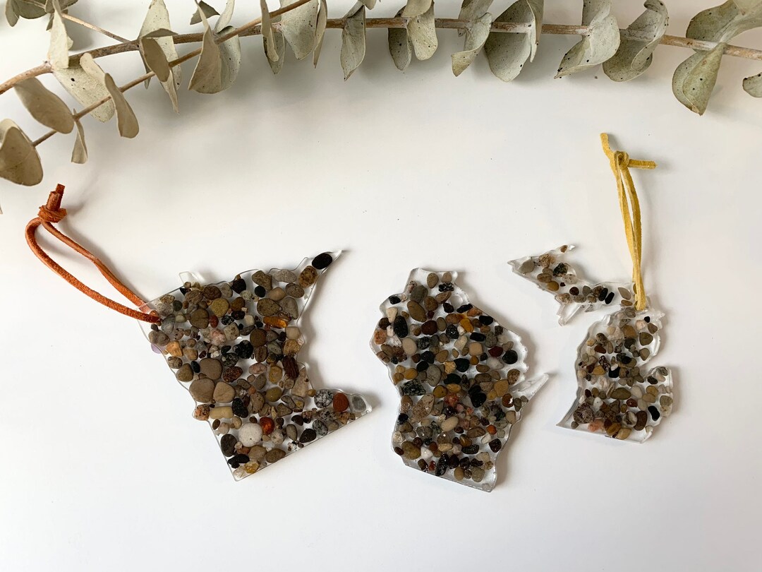 Great Lakes Ornament, Wisconsin Rock Keychain, Michigan Ornament ...