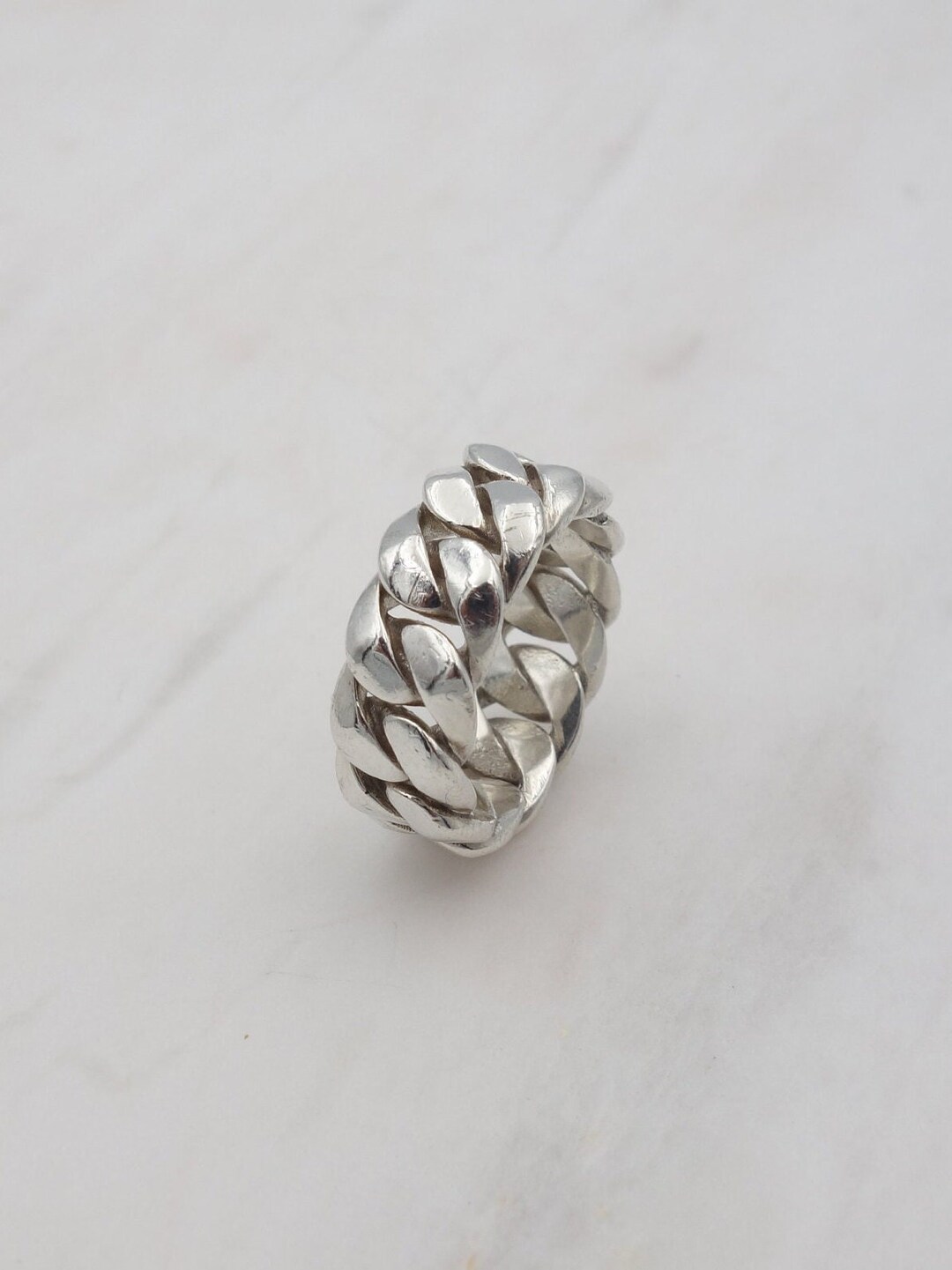 Buy 8mm Cuban Ring in Solid Sterling 925 Silver Mens Jewelry Gifts for ...