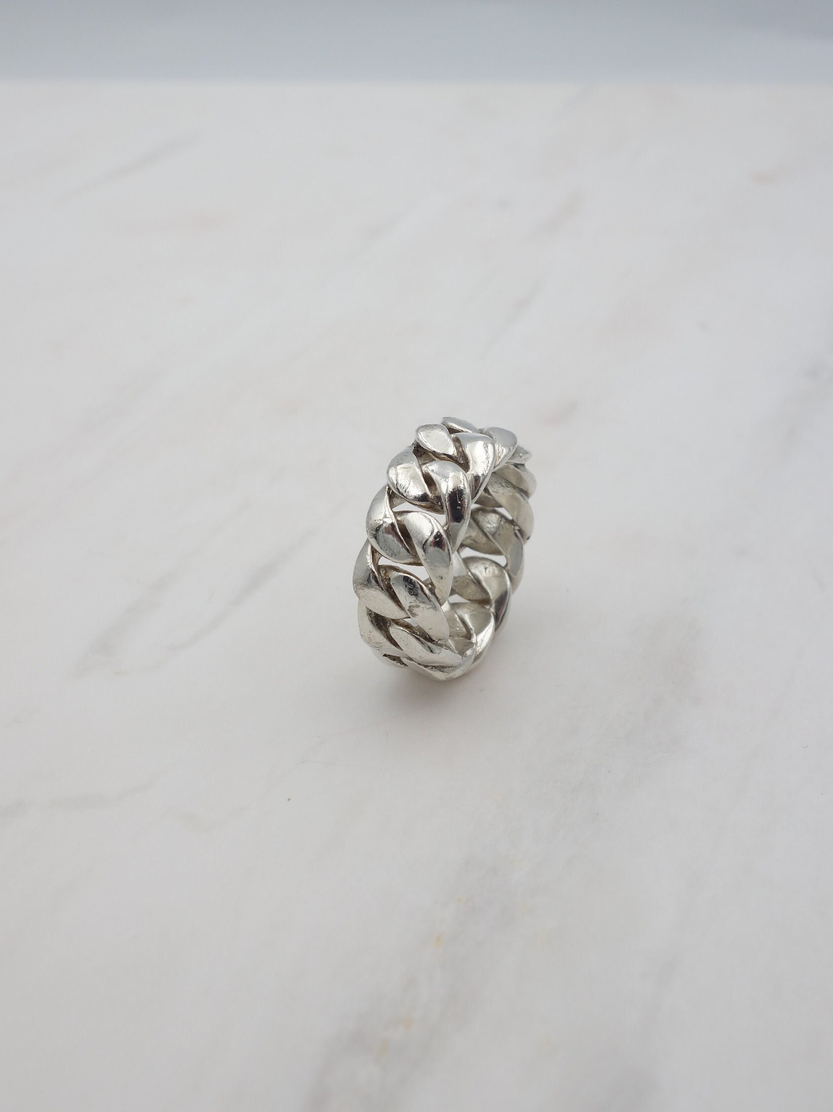 Buy 8mm Cuban Ring in Solid Sterling 925 Silver Mens Jewelry Gifts for ...
