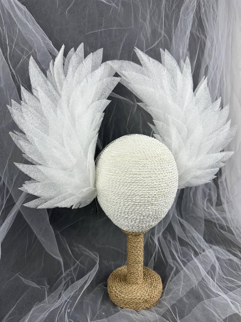 White Angel Wing Headband, Angel Costume Headpiece, Halo Wings Headband ...