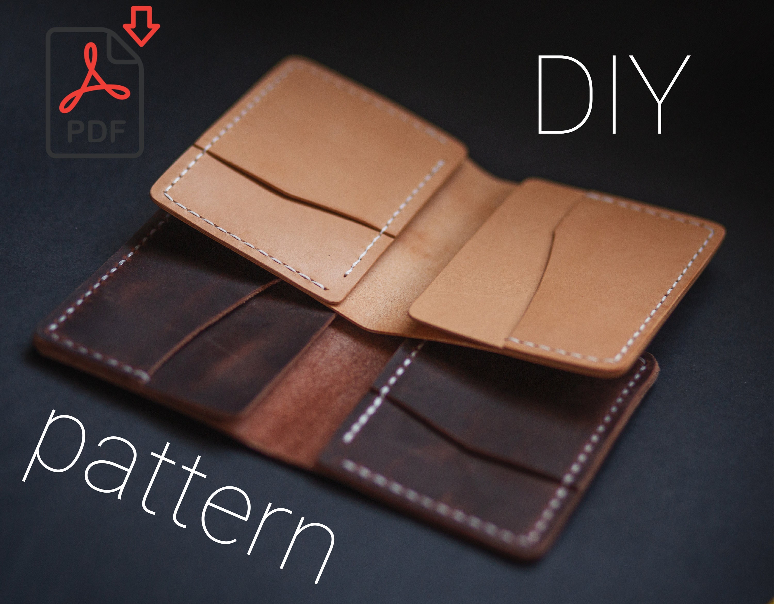 Leather minimalist wallet Pattern/pdf | Etsy