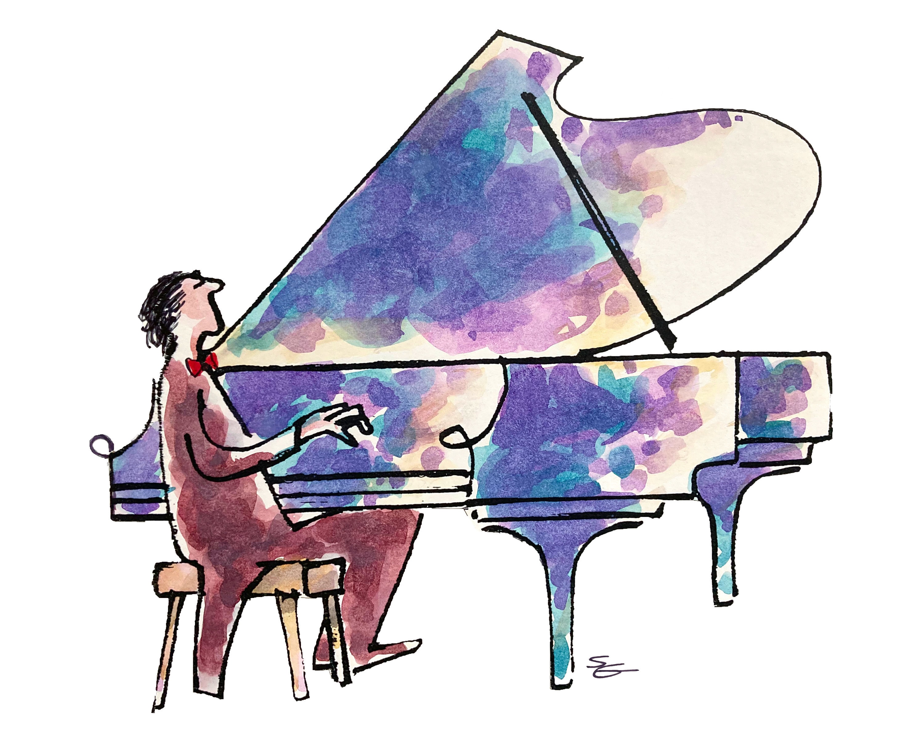 Abstract Grand Piano Wall Art, Impressionist Classical Piano ...