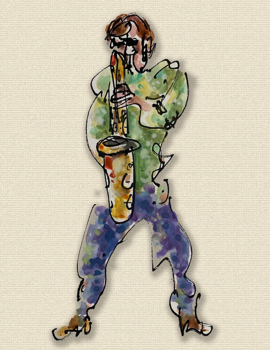 Music Wall Art, Impressionist Sax Player, Jazz Wall Art, Abstract Jazz ...