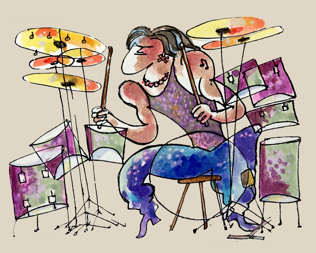 Rock Drummer Wall Art, Abstract Drummer Art, Power Drummer ...