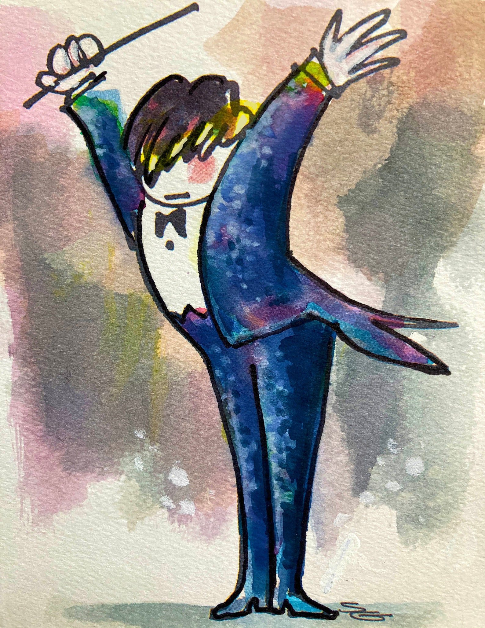 Classical Music Wall Art, Impressionist Music Conductor Print, Abstract ...