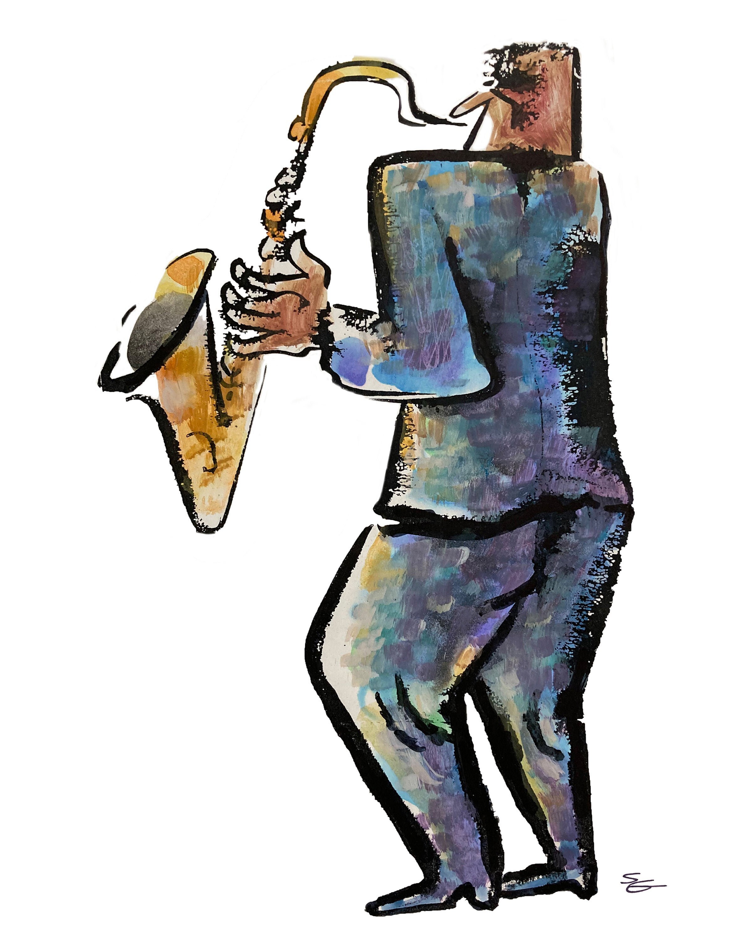 Impressionist Sax Player | Retro Sax | Impressionist Jazz Art ...
