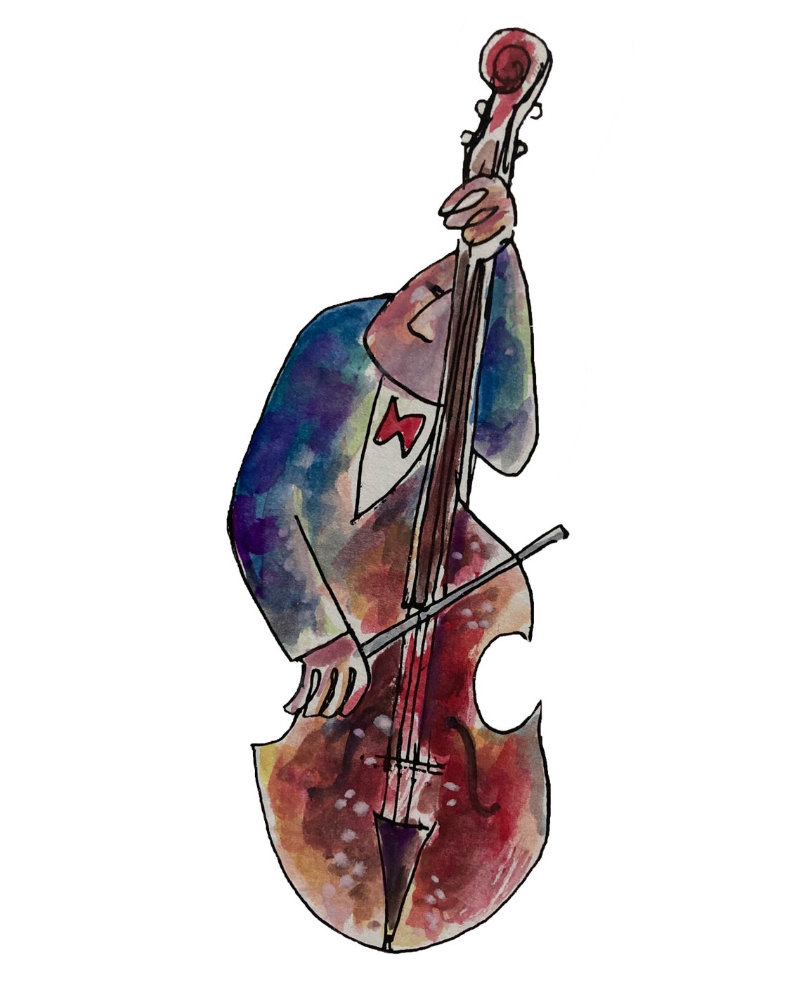 Impressionist Jazz Bass, Abstract Bass Player Wall Art, Impressionist ...