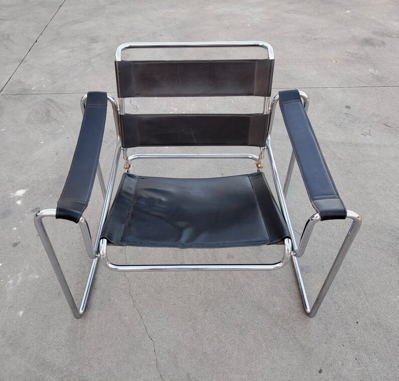 Pair of Wassily Style Tubular Leather Chairs // Bauhaus Easy - Etsy