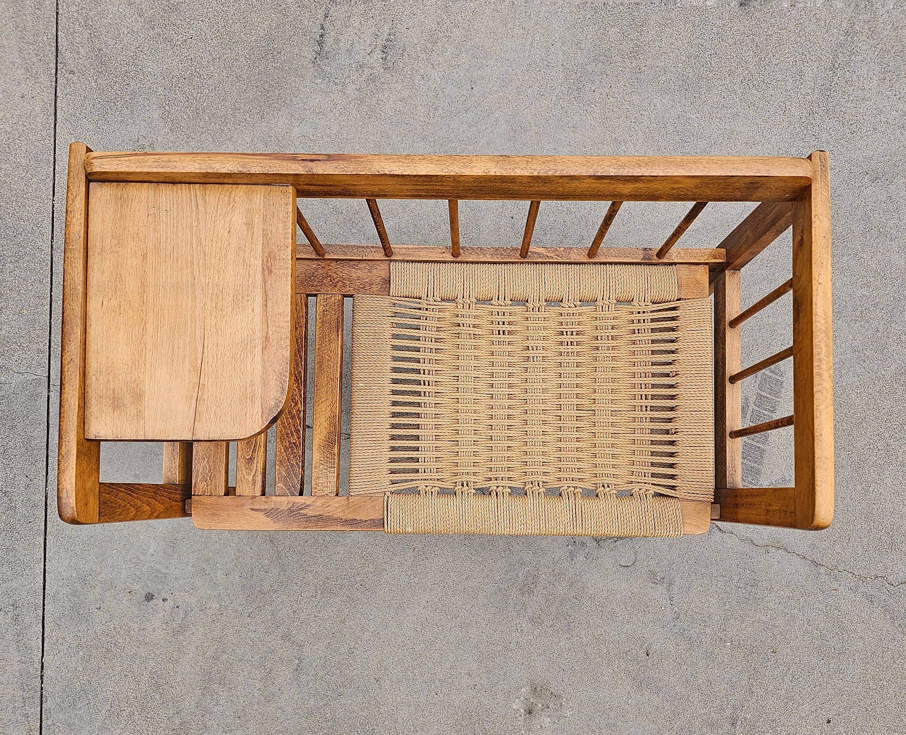 Mid Century Modern Telephone Bench With Danish Paper Cord Seat in Style ...