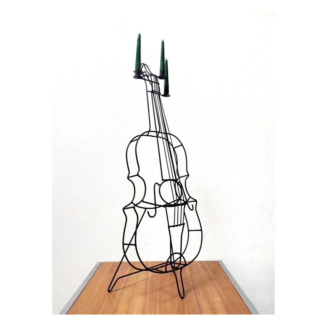 Mid Century Modern Candlestick Holder Shaped as Cello // Painted Iron ...