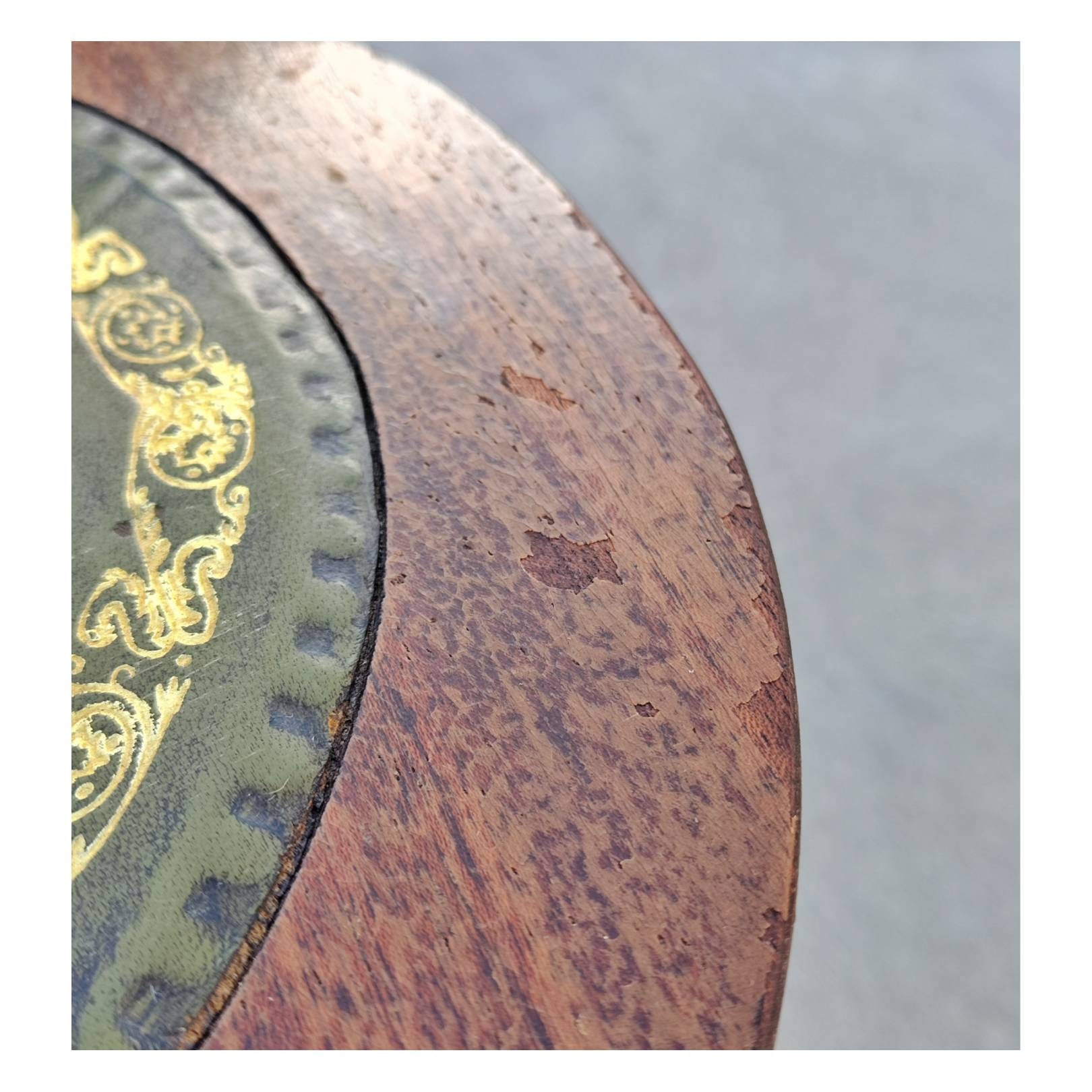 Vintage Collapsible Side Table In Georgian Style Mahogany And Leather Side Table Made In