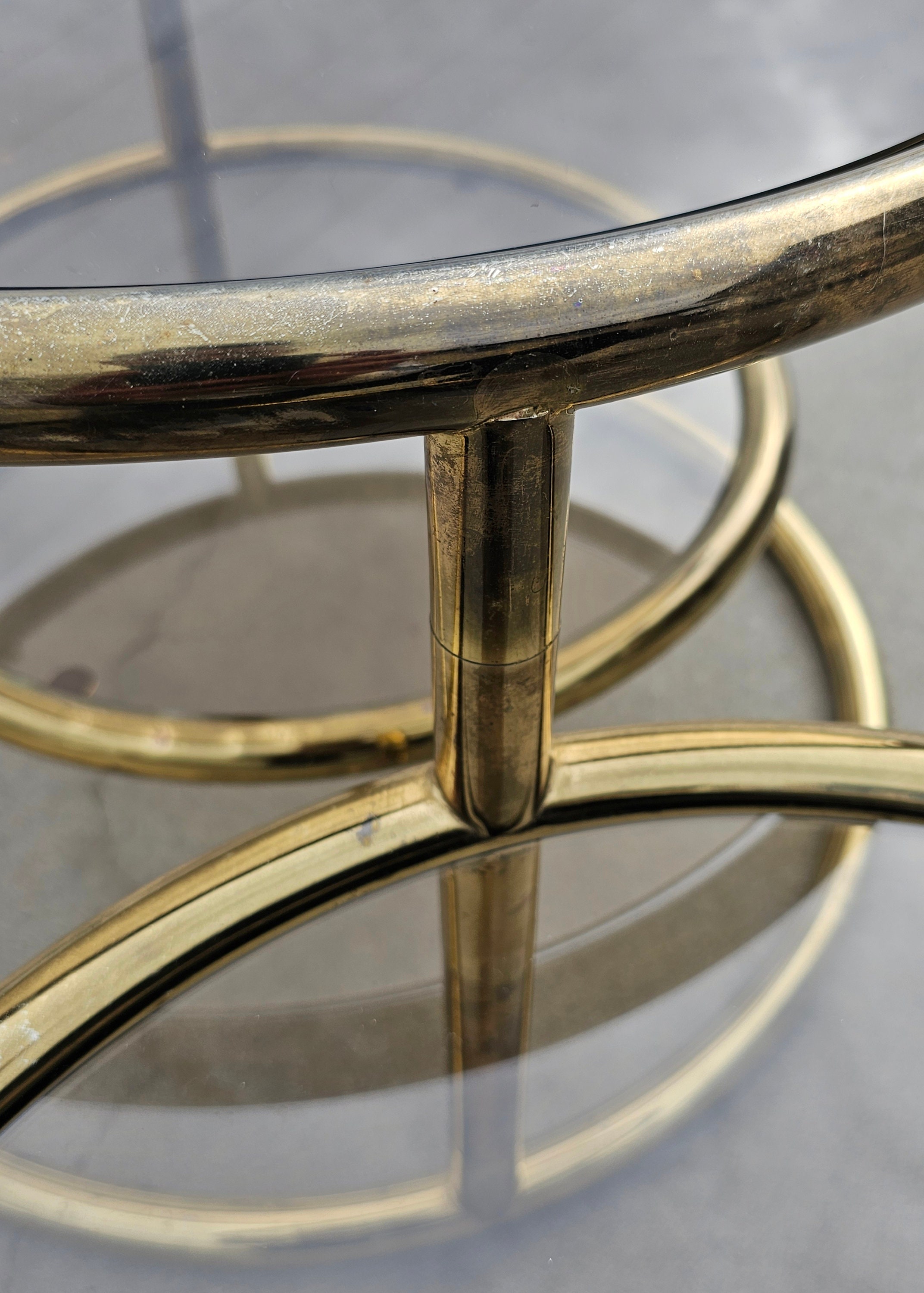 Mid Century Modern Swivel Coffee Table Done in Brass Plated Steel in Style of Milo Baughman Made in Italy in 1970s Etsy UK