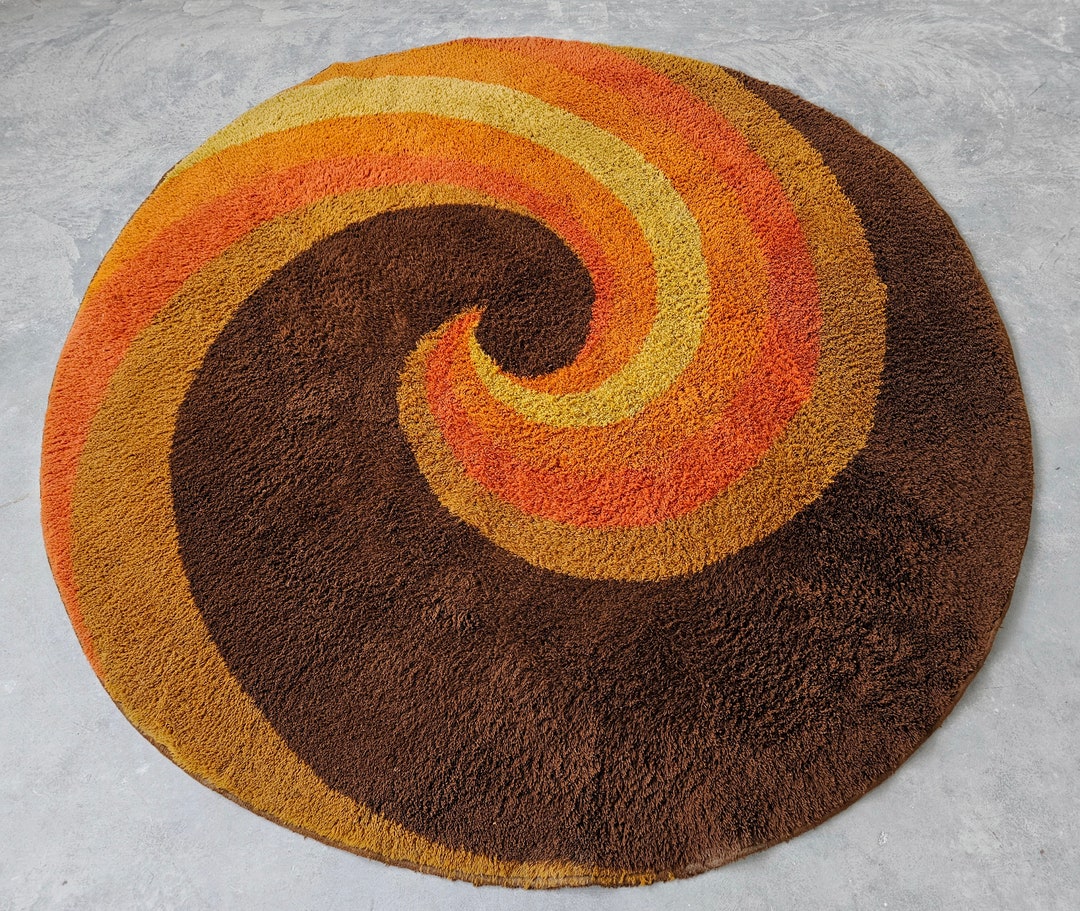 Mid Century Modern Round Rya Rug by Reichel // Made in West Germany in ...