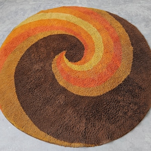 Mid Century Modern Round Rya Rug by Reichel // Made in West Germany in ...