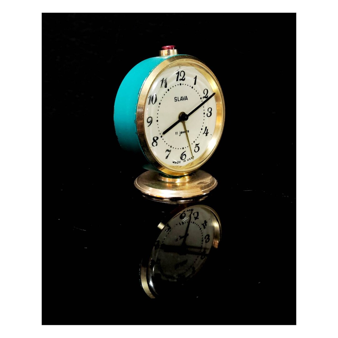 Vintage Alarm Clock by Slava // Mid Century Modern Turquoise Alarm ...
