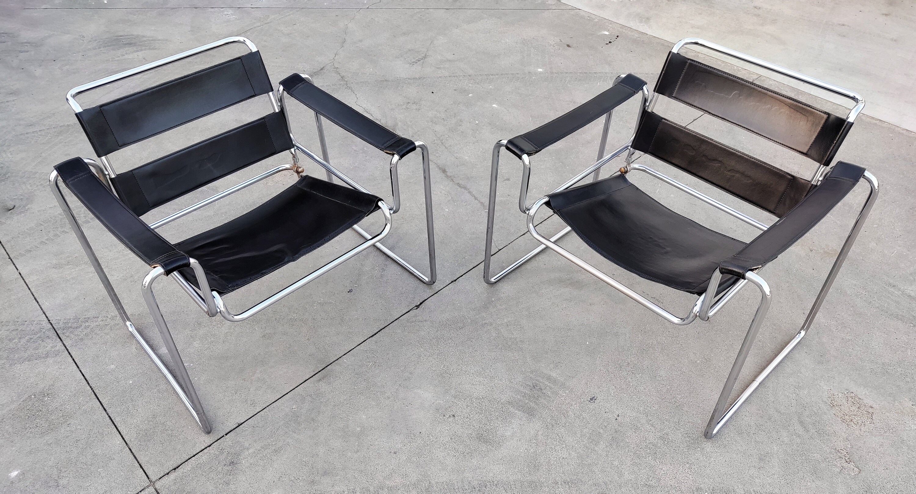 Pair of Wassily Style Tubular Leather Chairs // Bauhaus Easy - Etsy