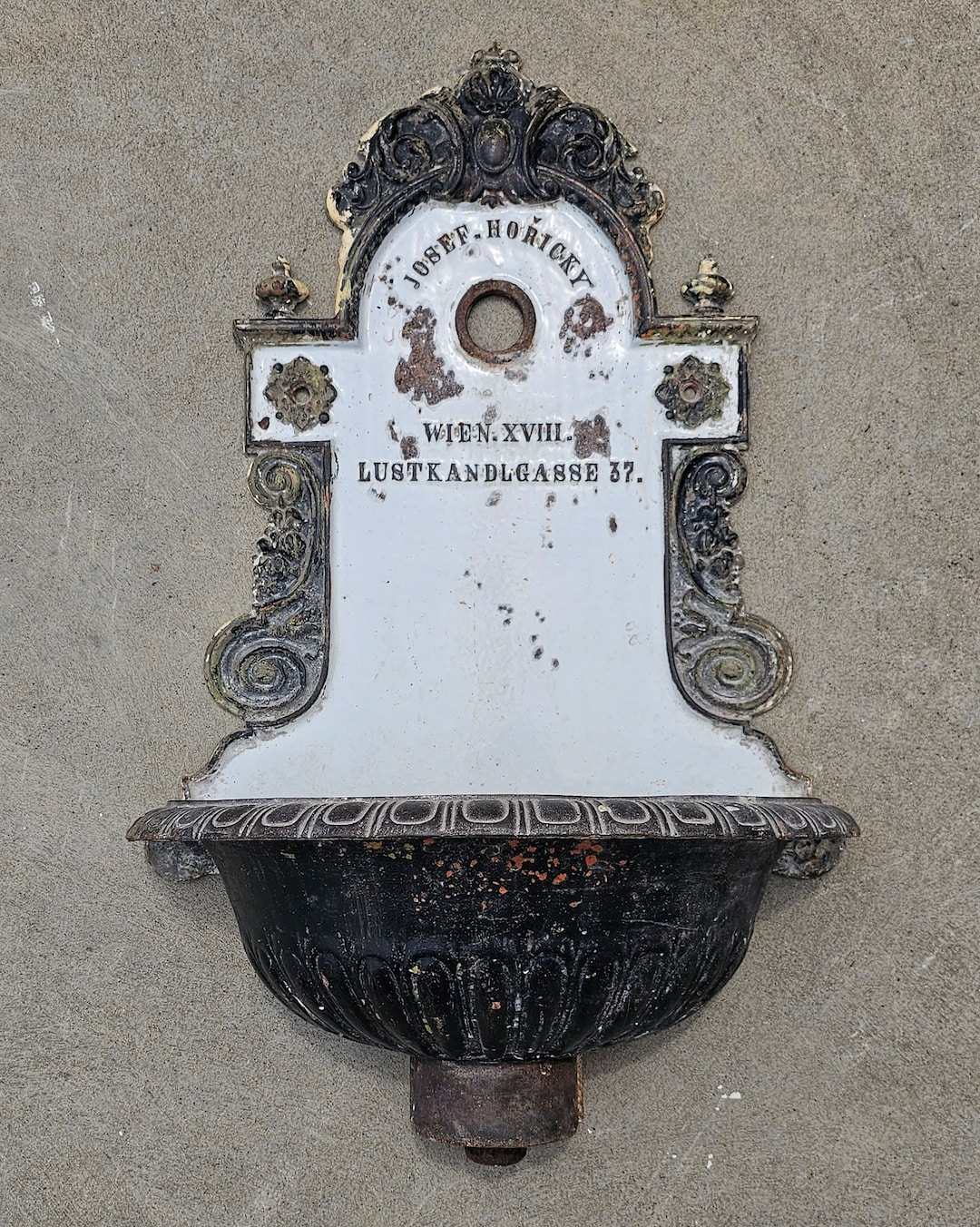 Antique Wall Lavabo Done in Cast Iron and Enamel From the Streets of ...