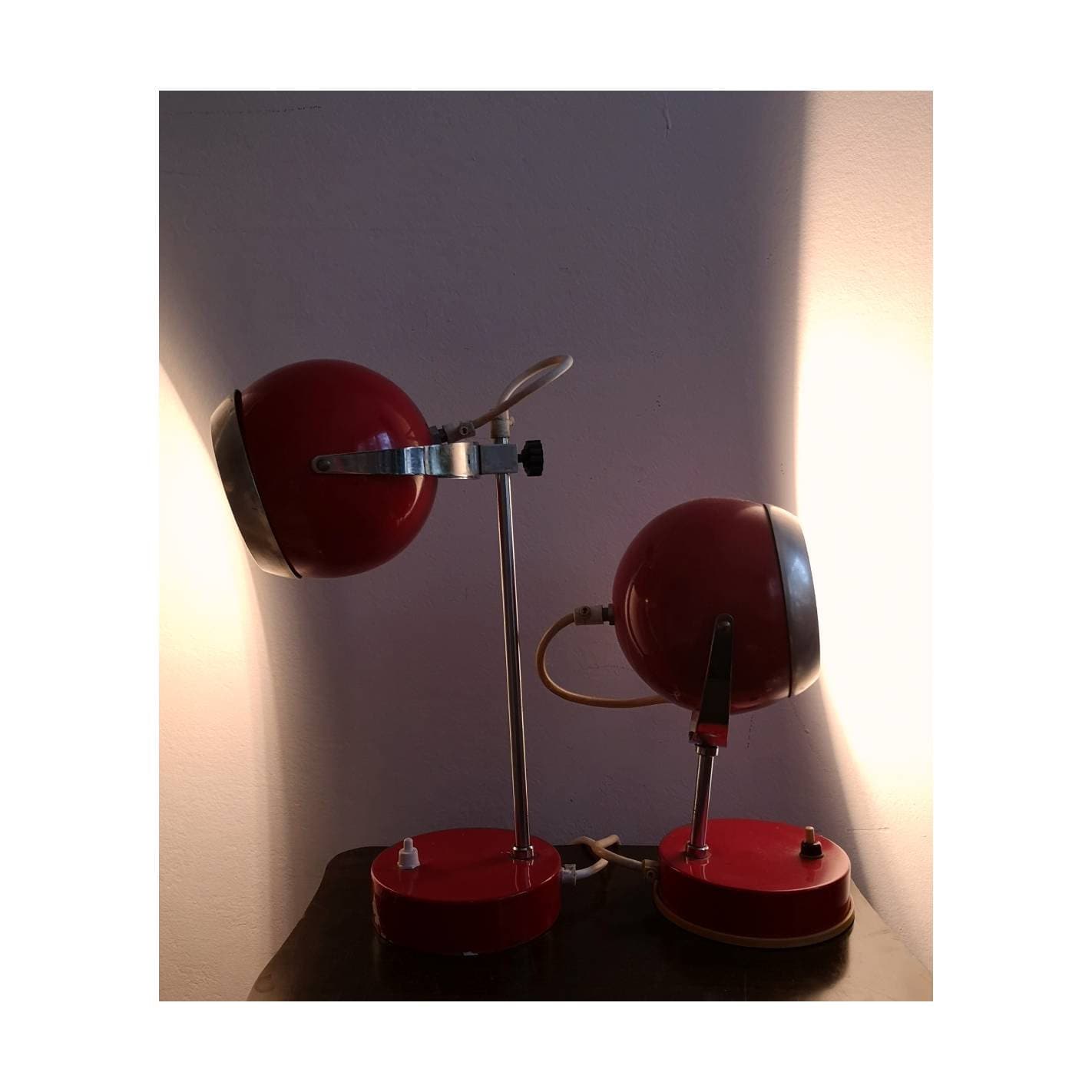 Pair of Space Age Eyeball Table Lamps // Red Eyeball Lamps // - Etsy