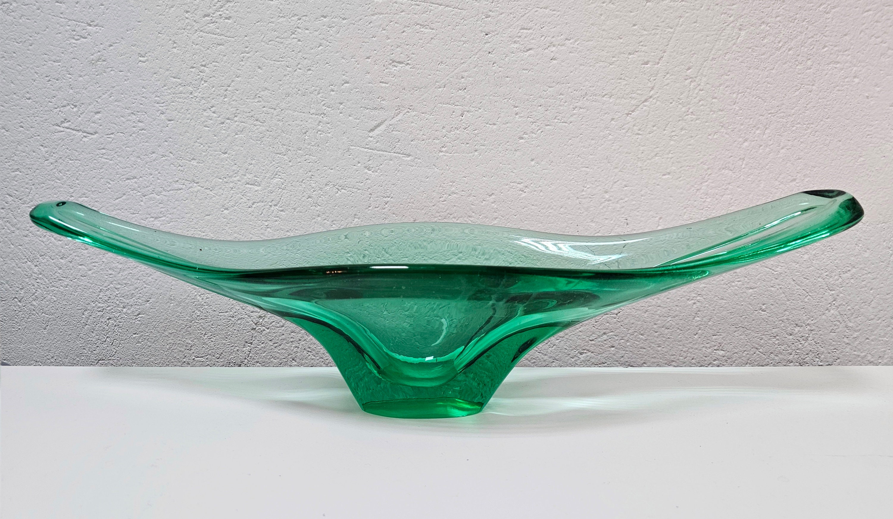 Gorgeous and Rare XXL Green Murano Glass Bowl // Mid Century Modern ...